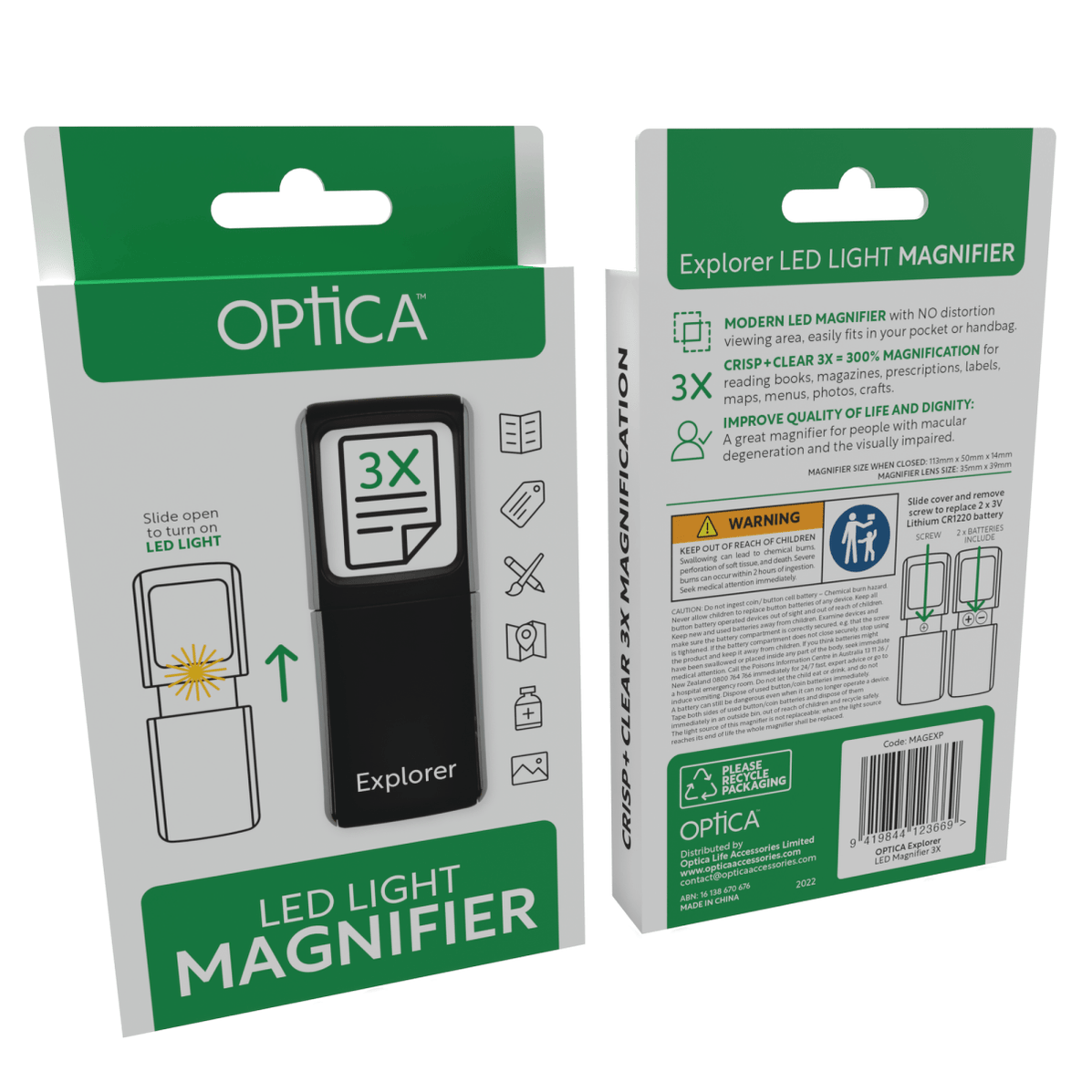 Optica 3x Mini-Metro Explorer LED Magnifier — Magnifying.com.au