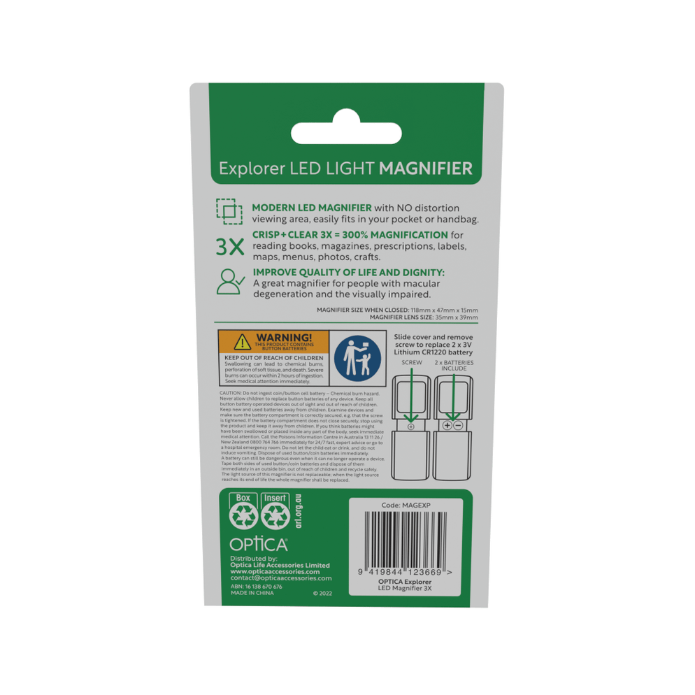 Optica 3x Mini-Metro Explorer LED Magnifier — Magnifying.com.au